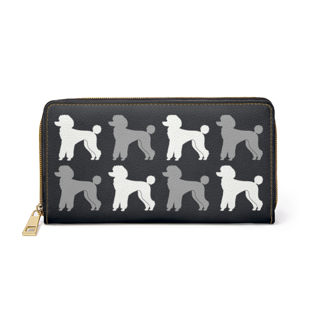 Poodle Pattern Black Zipper Wallet by Poodle World
